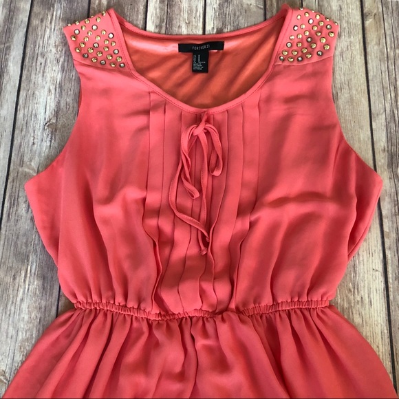 Dresses | Coral Pleated Rhinestone Detailed Dress | Poshmark